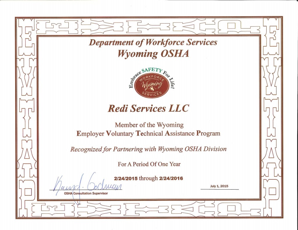 Governor’s Safety Award for Small Mine Site Contractor - Redi USA